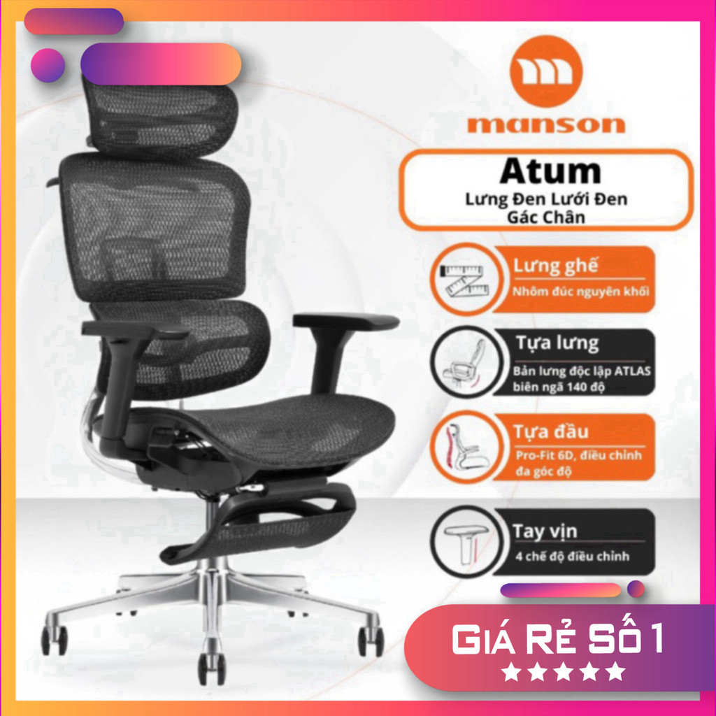 [Hỏa Tốc - Chính Hãng] Ghế Công Thái Học Manson Atum Tựa Đầu 6D, Ghế ...