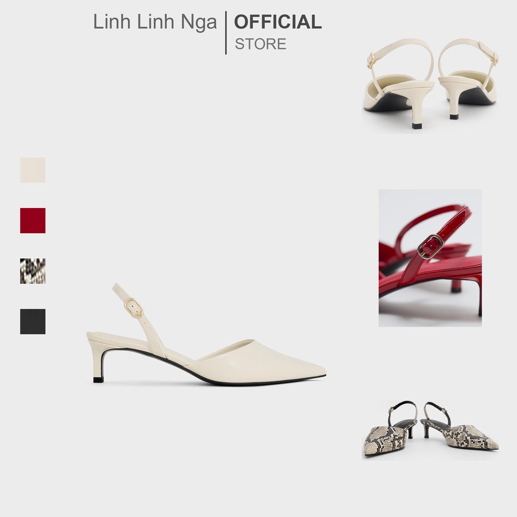 Giày C&K Patent Pointed-Toe Slingback Kitten Heels - CK1-61720221 chính ...