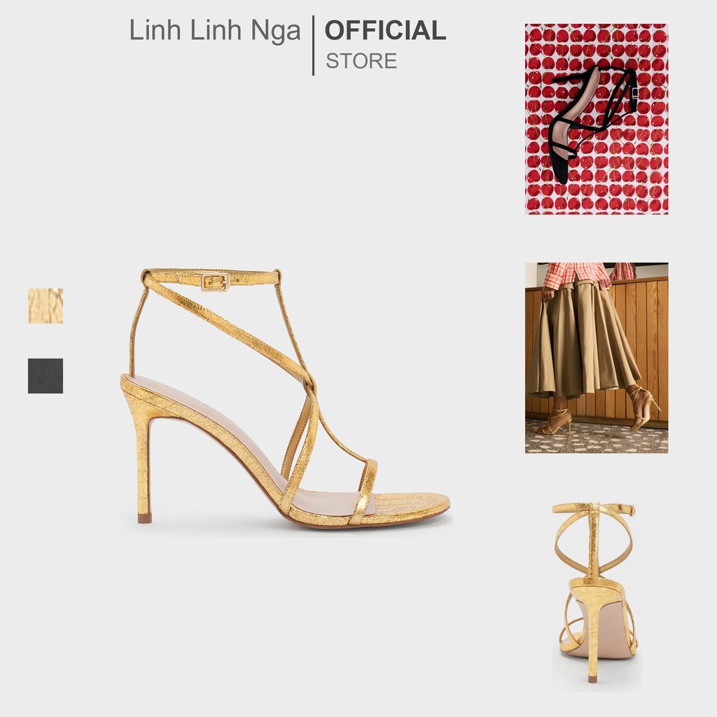Giày C&K Metallic Crinkle-Effect Strappy Stiletto-Heel Sandals - CK1 ...