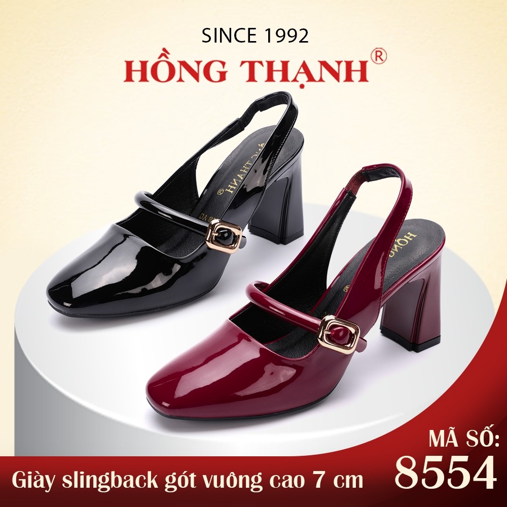 Giày Gót Cao Slingback HỒNG THẠNH Giày Bít Mũi Gót Vuông 7 cm Thanh ...