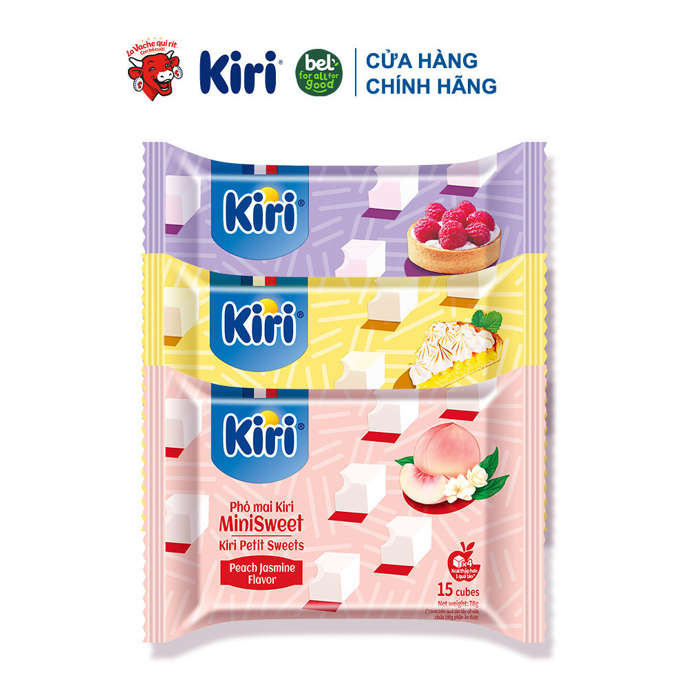 Combo 3 phô mai Kiri 15C 78g gồm vị đào hoa nhài + mâm xôi + chanh ...