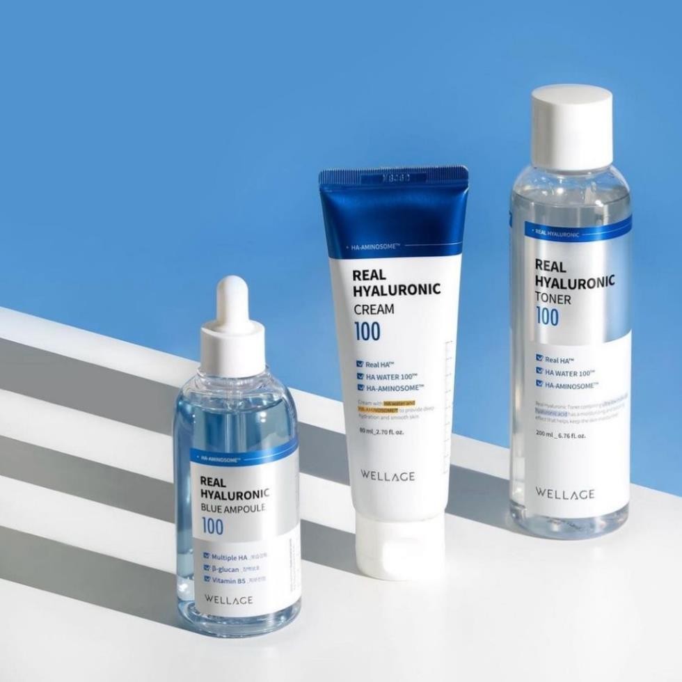 Combo 3 Bước Dưỡng Da Căng Bóng Wellage Real Hyaluronic Toner HA + Blue ...