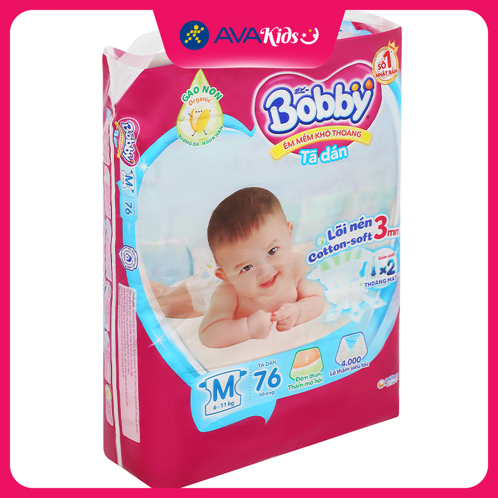 Tã dán Bobby size M 76 miếng (6 - 11 kg) | Shopee Việt Nam