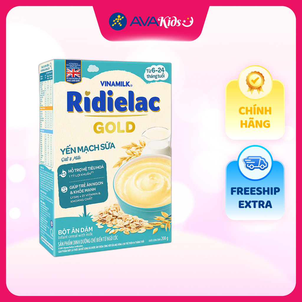 Bột ăn dặm Vinamilk RiDielac Gold yến mạch, sữa hộp 200g (6 - 24 tháng ...