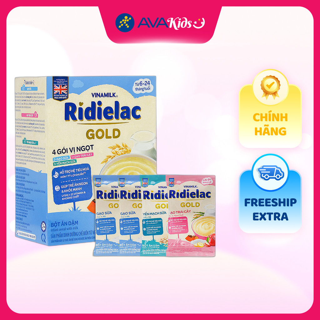 Bột ăn dặm Vinamilk RiDielac Gold 3 vị ngọt hộp 200g (6 - 24 tháng ...