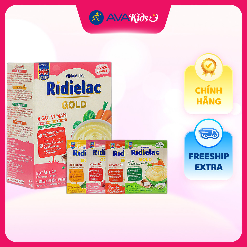 Bột ăn dặm Vinamilk RiDielac Gold 4 vị mặn hộp 200g (7 - 24 tháng ...