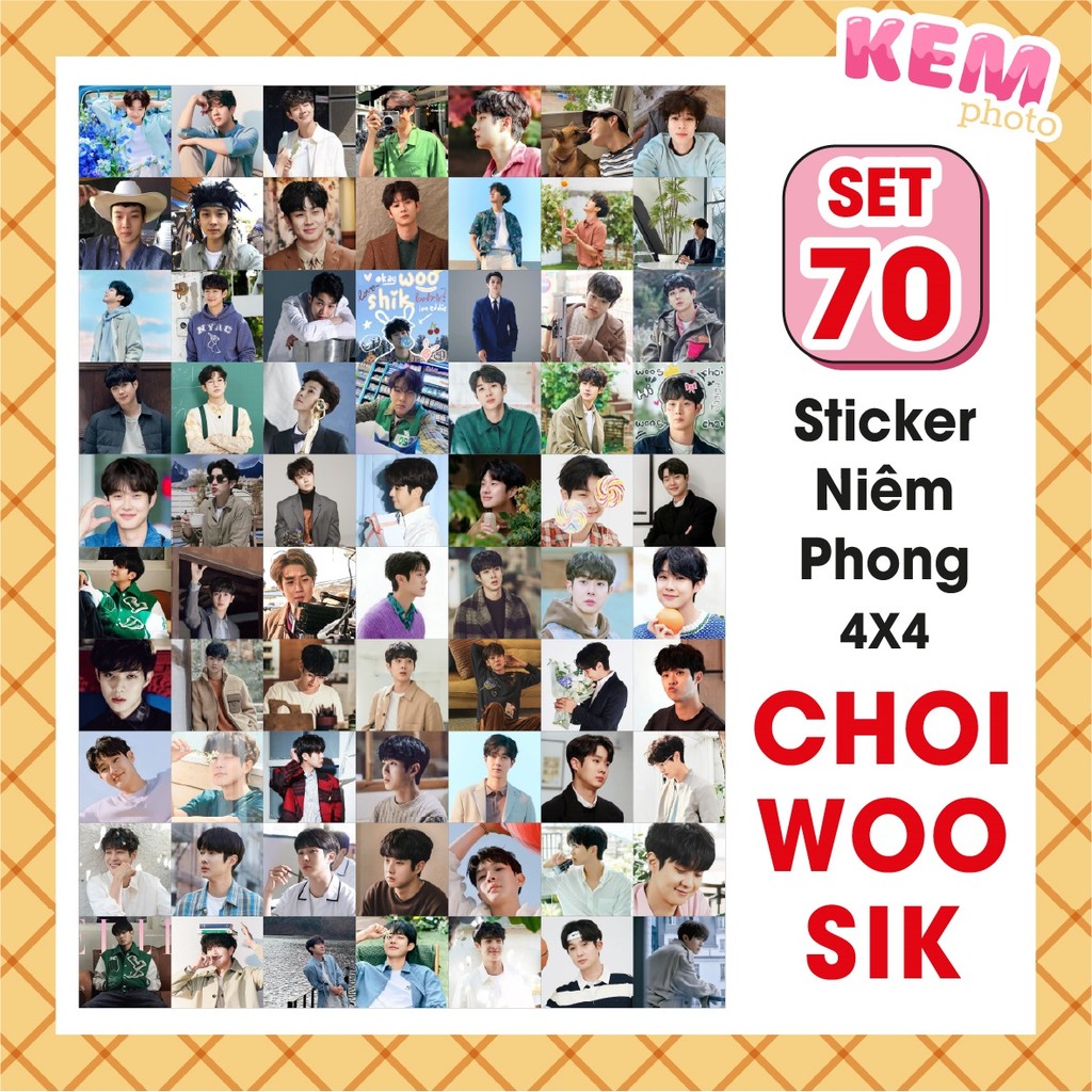 SET 70 sticker niêm phong CHOI WOO SIK - Đã cắt rời - Tem dán 4x4cm in ...
