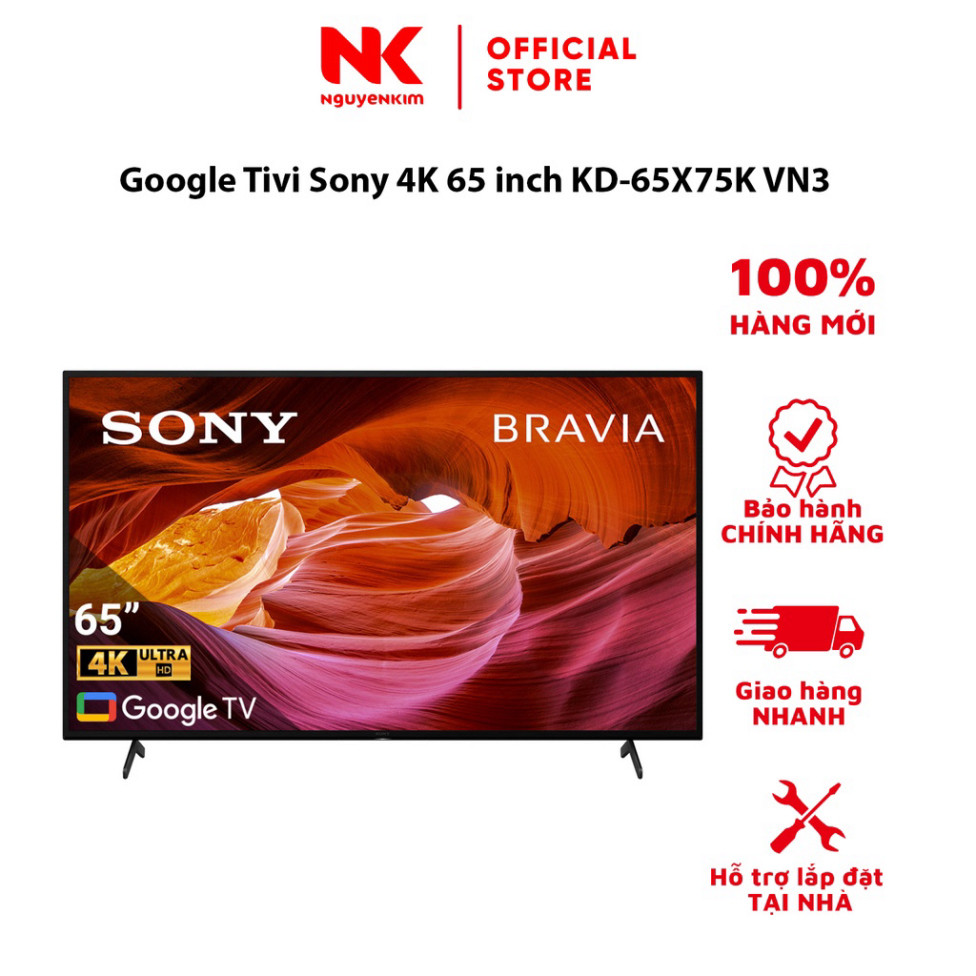 chính hãng Google Tivi Sony 4K 65 inch KD-65X75K VN3 | Shopee Việt Nam