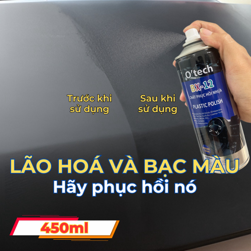 Xịt phục hồi nhựa nhám, dưỡng bóng làm mới nhựa không màu O’tech BX-12 (450ml) Plastic Polish ...