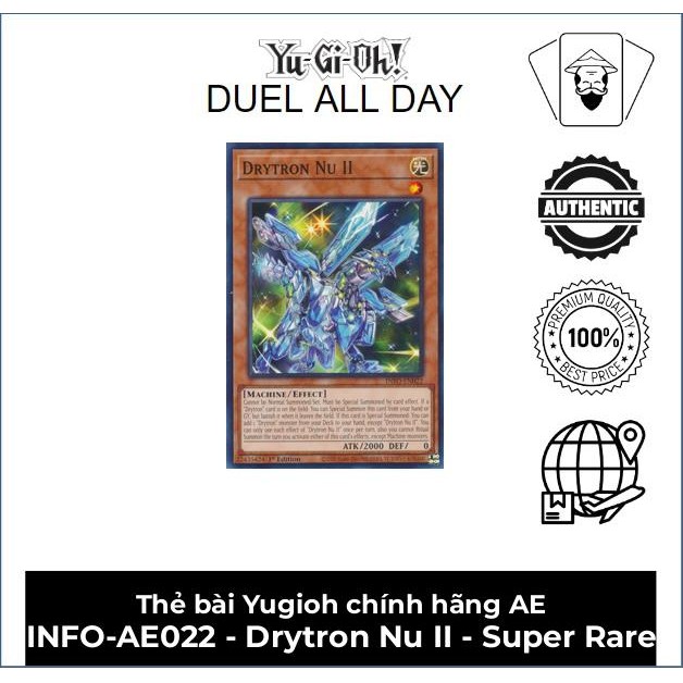 Thẻ bài Yugioh chính hãng AE: INFO-AE022 - Drytron Nu II - Super Rare | Shopee Việt Nam