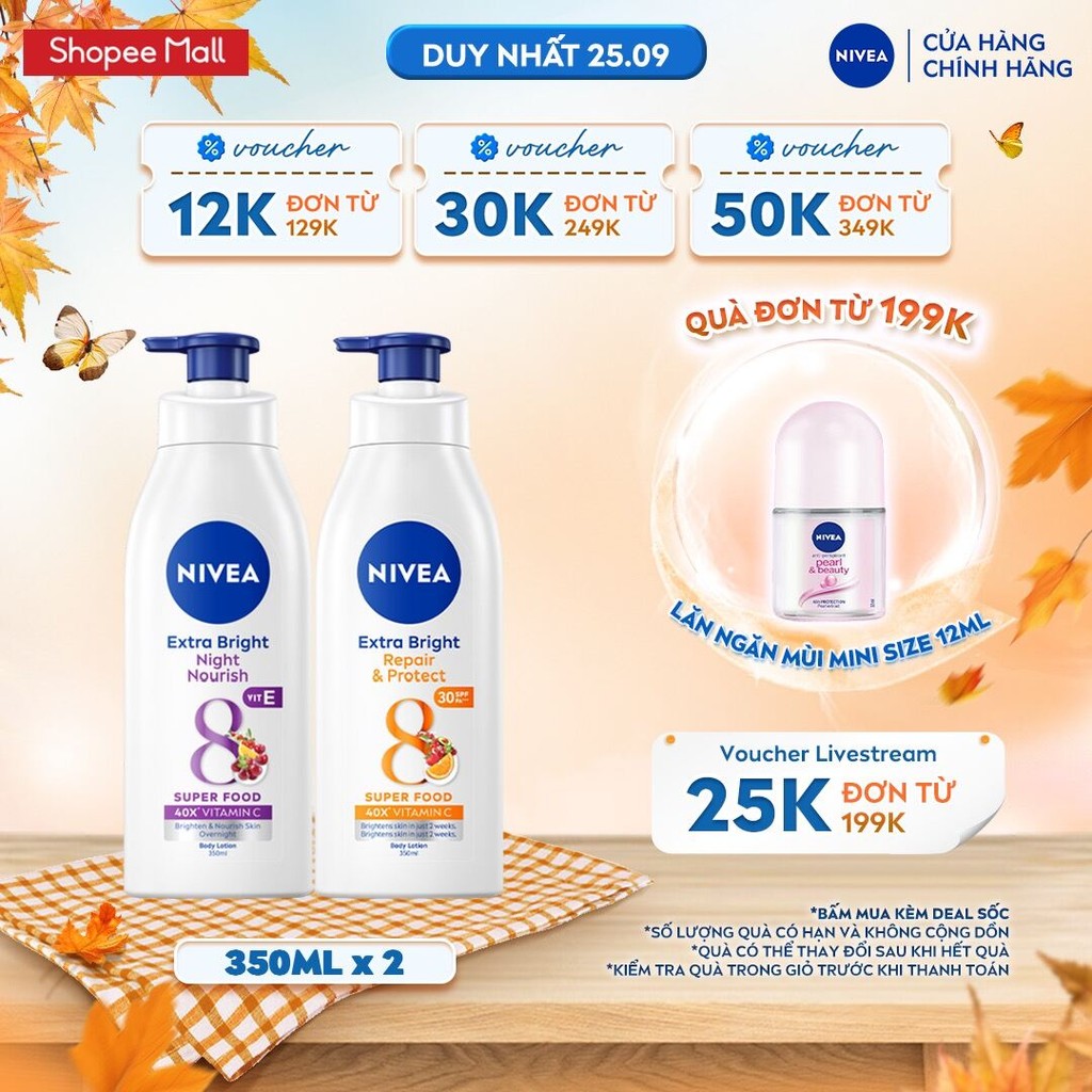 [Ưu đãi Livestream] Bộ 2 Sữa Dưỡng Thể NIVEA 8 Super Foods Ngày Và Đêm ...