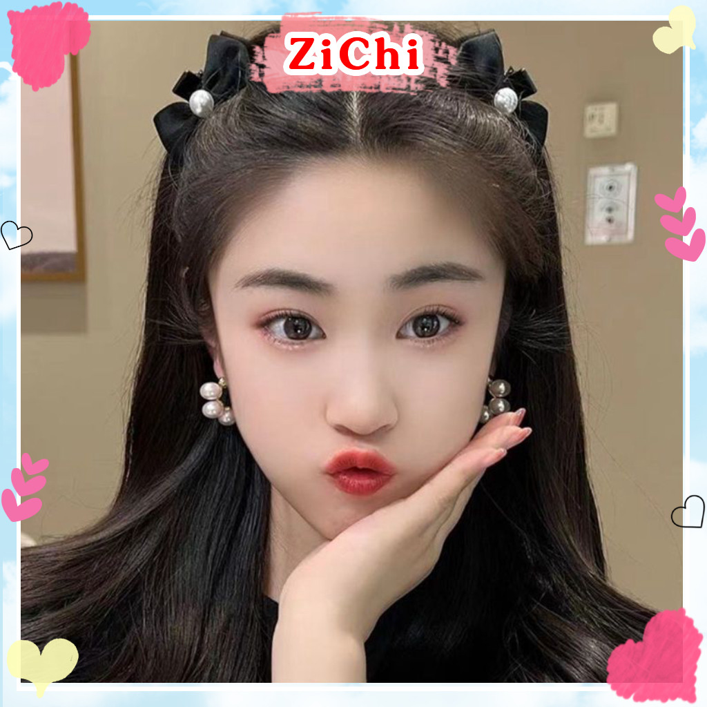 Set 2 kẹp tóc nơ nhung tiểu thư sang chảnh phong cách thời trang dành cho nữ ZiChi SNN02 ...