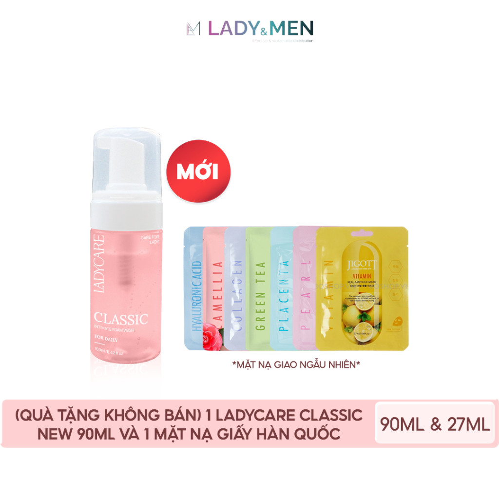 (Quà tặng không bán) Bọt vệ sinh phụ nữ Ladycare Classic 90ml và 1 mặt ...