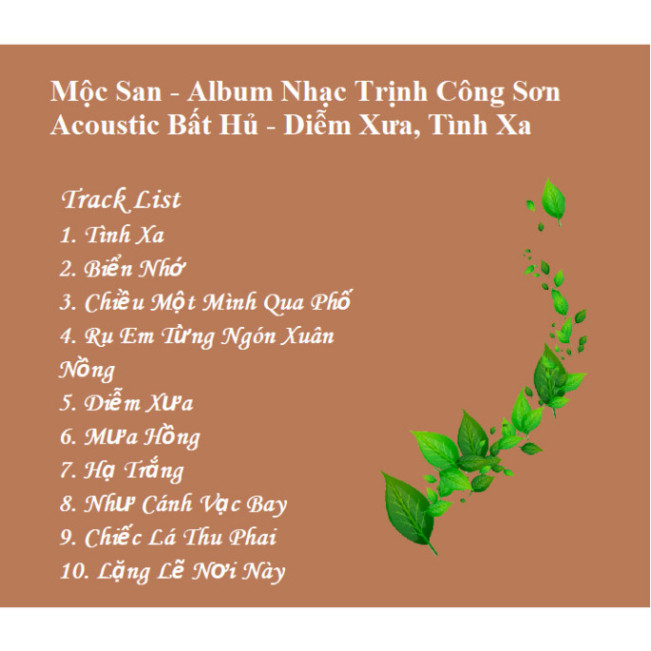 ĐĨA CD 3006.Moc San Album Nhac Trinh Cong Son Acoustic Bat Hu Diem Xua ...