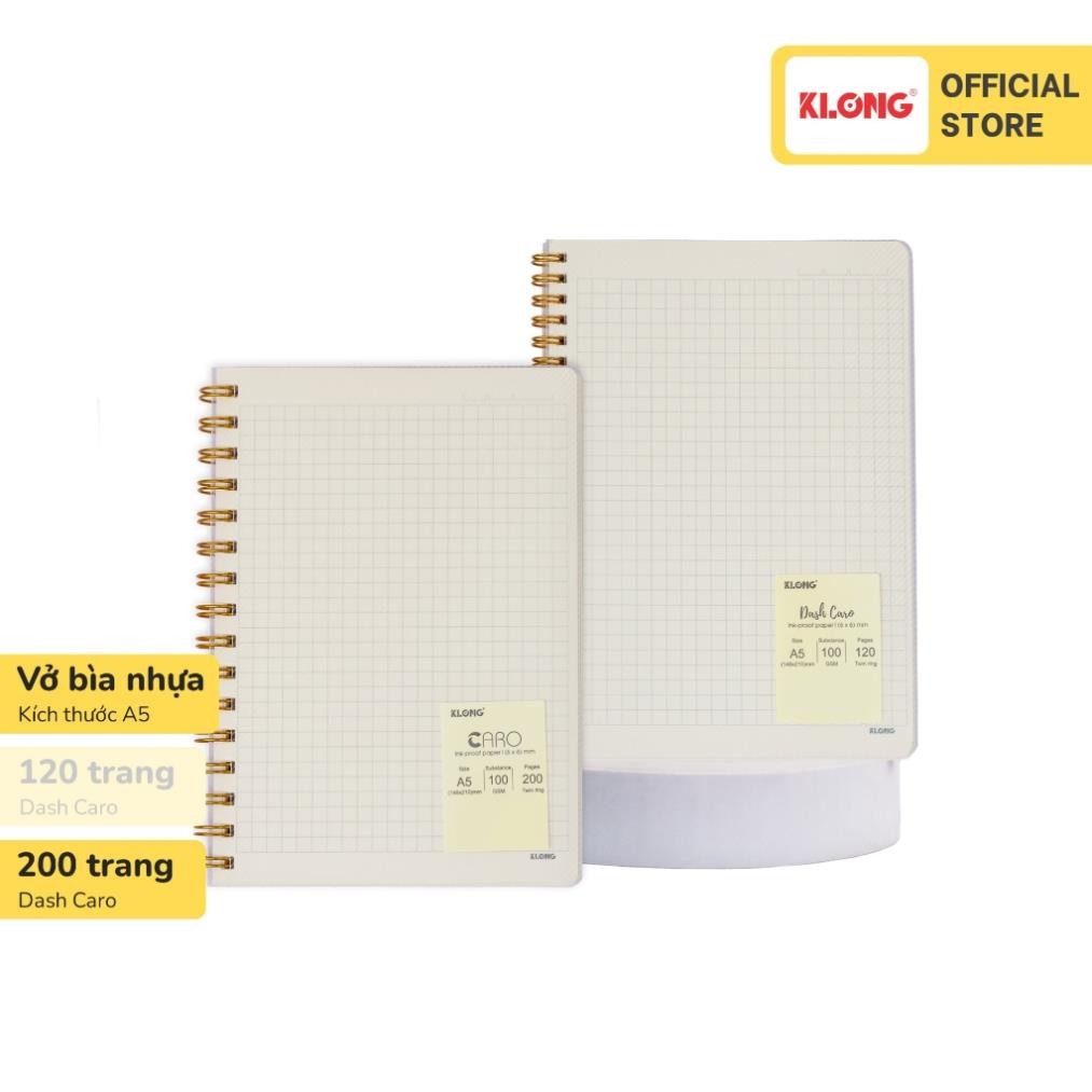 Sổ lò xo kép bìa nhựa 2 mặt Dash Caro Dash Line KLONG A6 A5 B5 120 200 trang . | Shopee Việt Nam