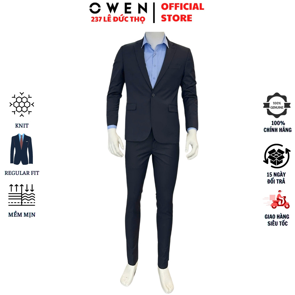 Bộ veston công sở nam cao cấp OWEN VES231841 vest comple màu navy trơn ...