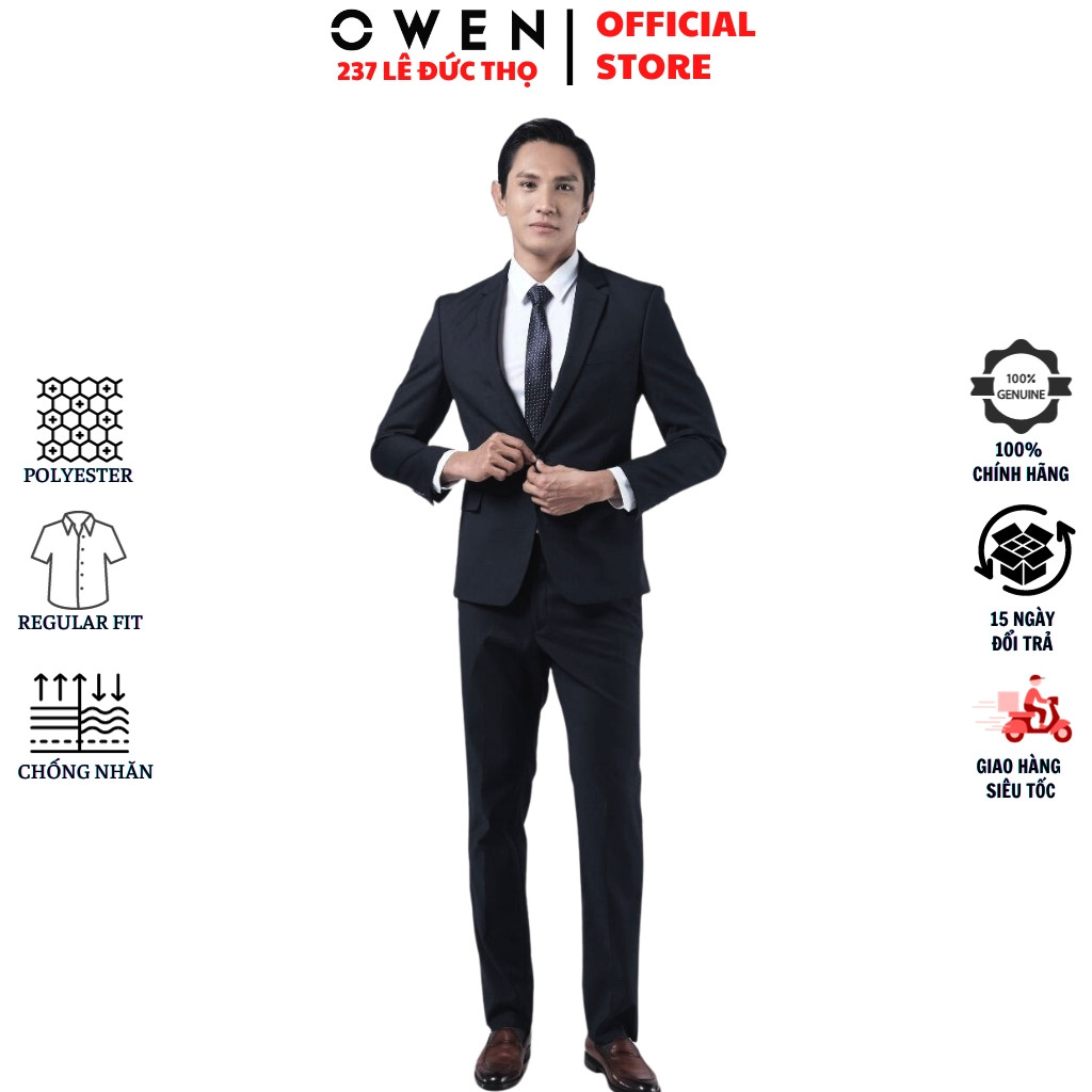 Bộ veston công sở nam cao cấp OWEN VES220959 vest comple màu đen trơn ...