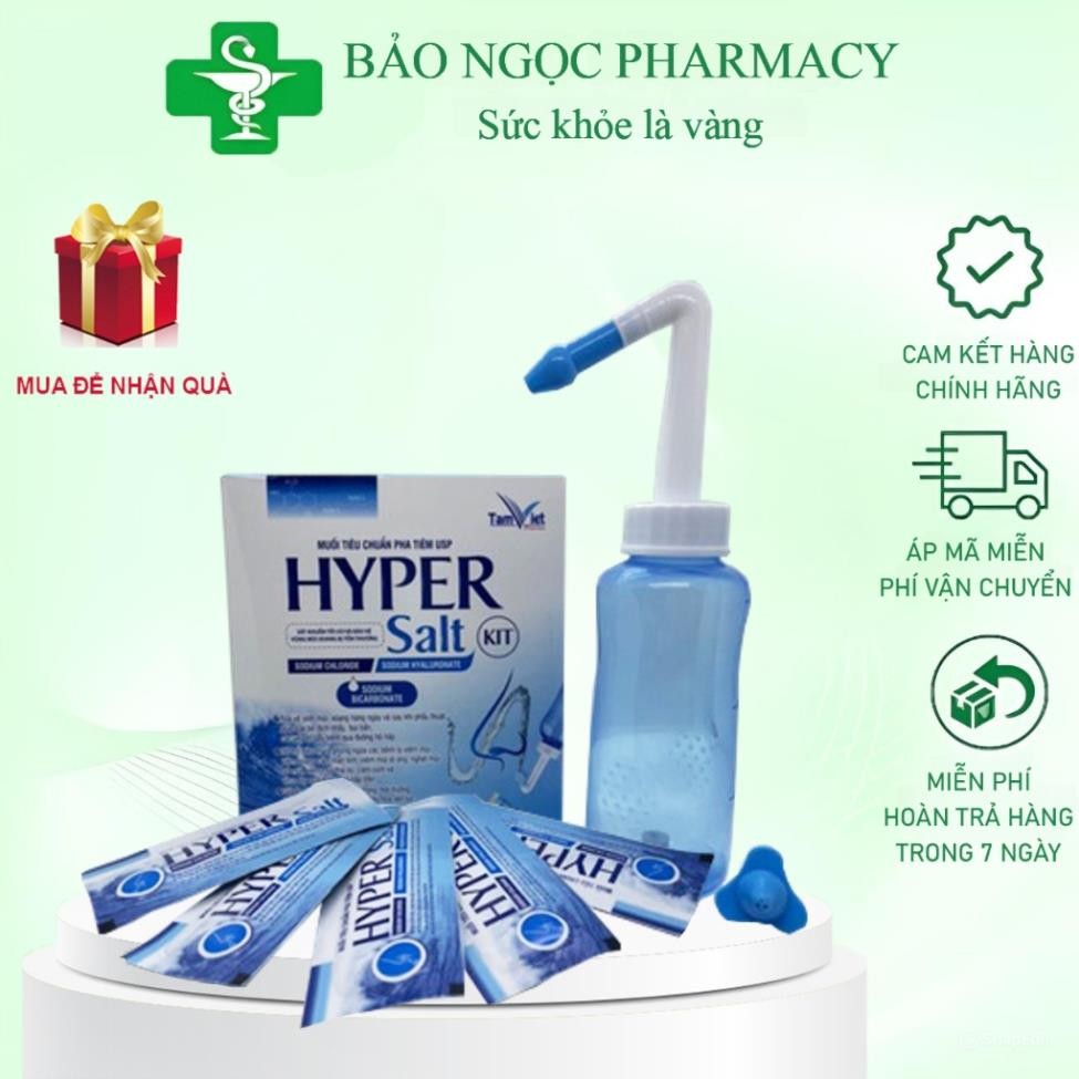 Muối rửa mũi xoang HYPER Salt KIT hộp 14 gói + 1 bình 300ml | Shopee ...