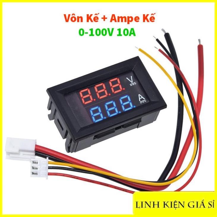 Đồng hồ đo Vôn kế và Ampe kế DC điện tử 0-100V 10A - 2 dòng Led hiển thị xanh đỏ | Shopee Việt Nam