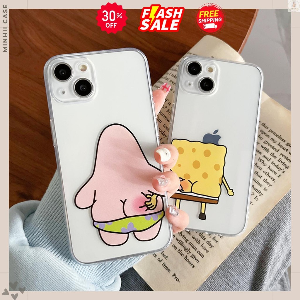 Ốp lưng iphone trong suốt dành cho cặp đôi patrick và spongebob dễ ...