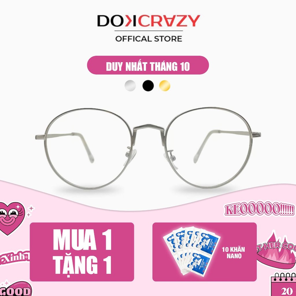 Gọng kính cận tròn nam nữ DOKCRAZY HANY Hợp Kim phong cách Hàn Quốc ...