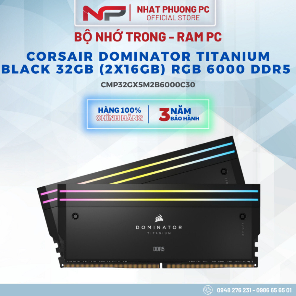 RAM Corsair Dominator Titanium Black 32GB (2x16GB) RGB 6000 DDR5 CMP32GX5M2B6000C30 | Shopee ...