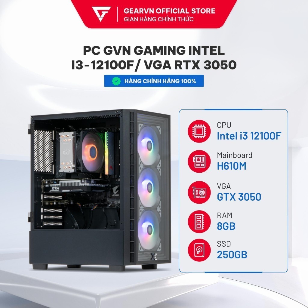 PC GVN Gaming Intel i3-12100F/ VGA RTX 3050 | Shopee Việt Nam