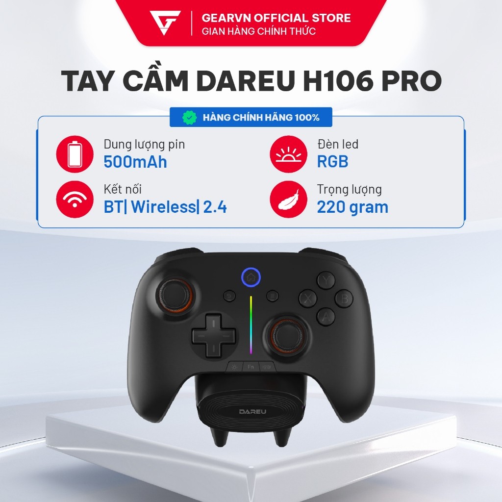 Tay cầm DareU H106 Pro Đen Wireless Gaming | Shopee Việt Nam