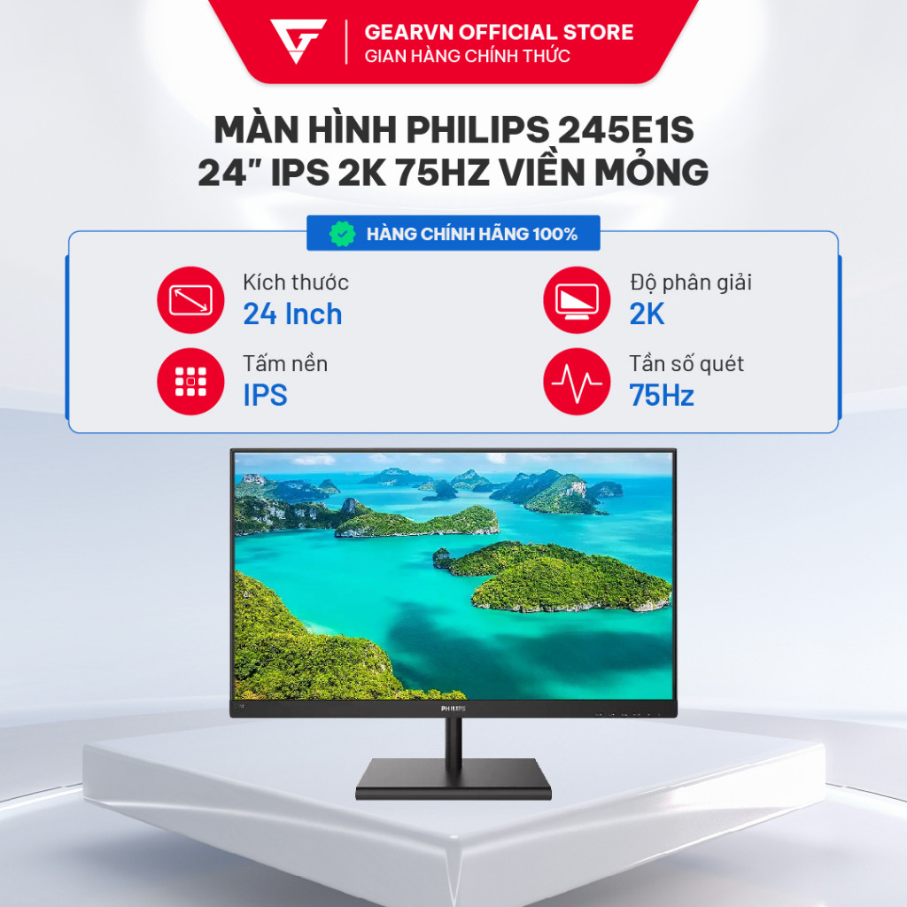 Màn hình Philips 245E1S 24" IPS 2K 75Hz viền mỏng | Shopee Việt Nam