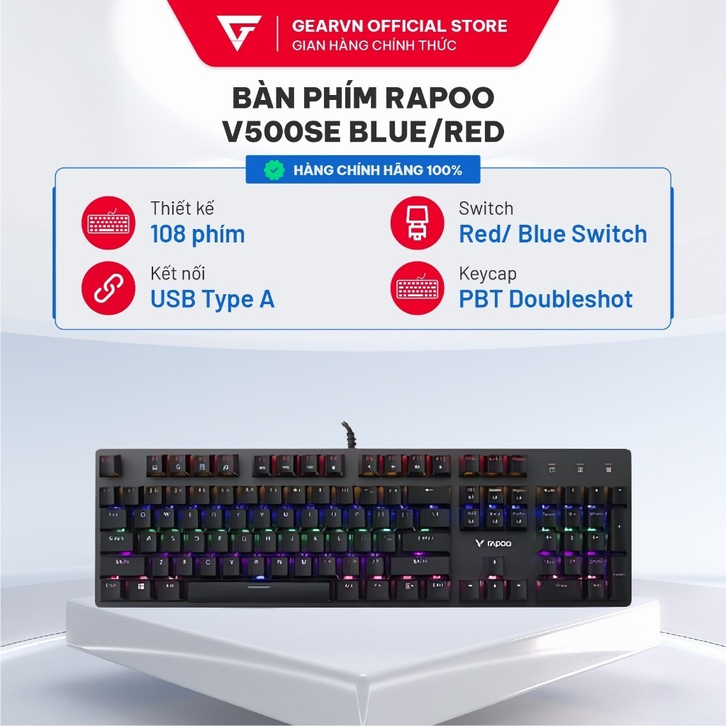 Bàn phím Rapoo V500se Red/Blue Switch | Shopee Việt Nam
