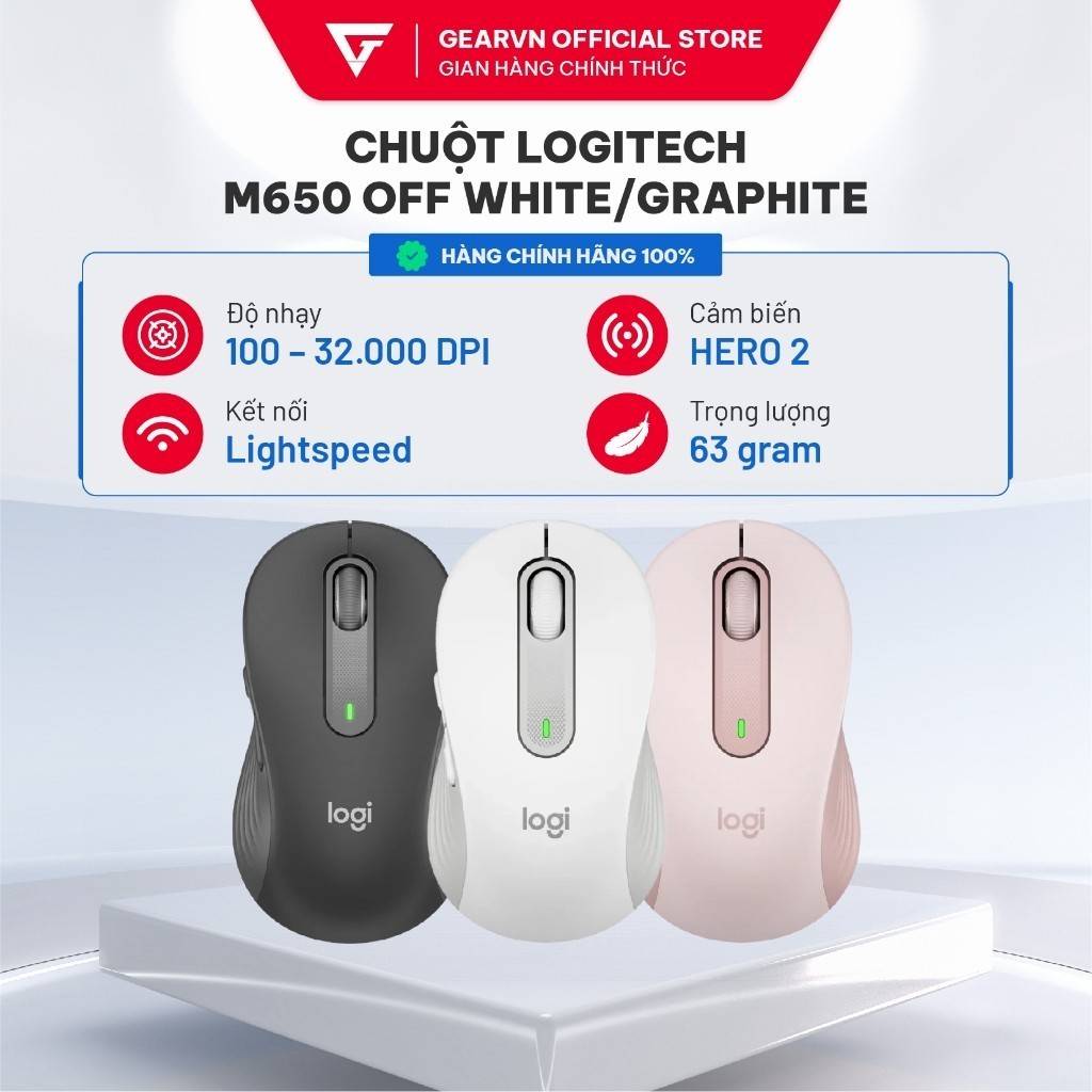 Chuột không dây Bluetooth Silent Logitech M650 Off White/Graphite ...