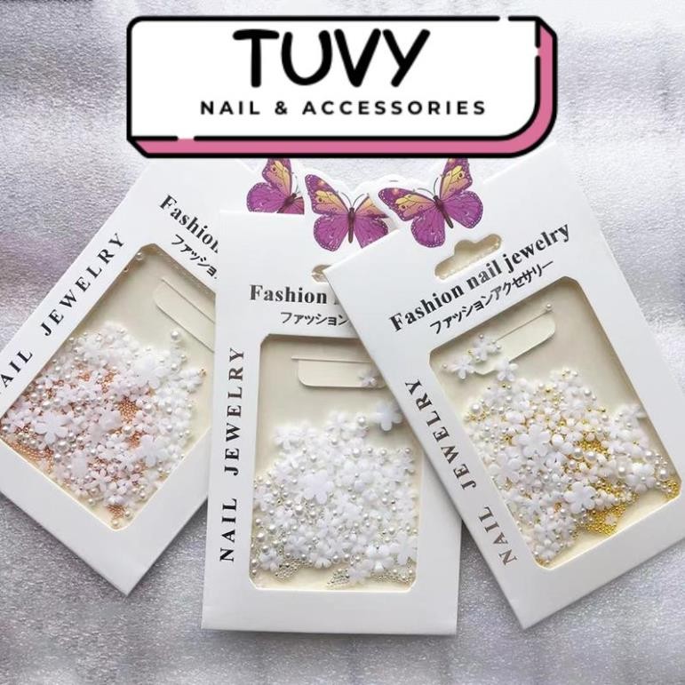 Charm hoa sứ nhí mix bi nail gắn móng tráng trí móng siêu hot Tuvy Nail ...