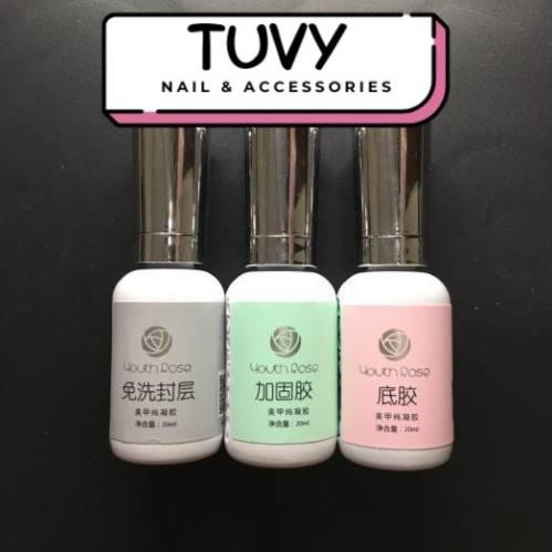 Combo sơn gel base top cứng hoa hồng Youth Rose 20ml Tuvy Nail | Shopee ...