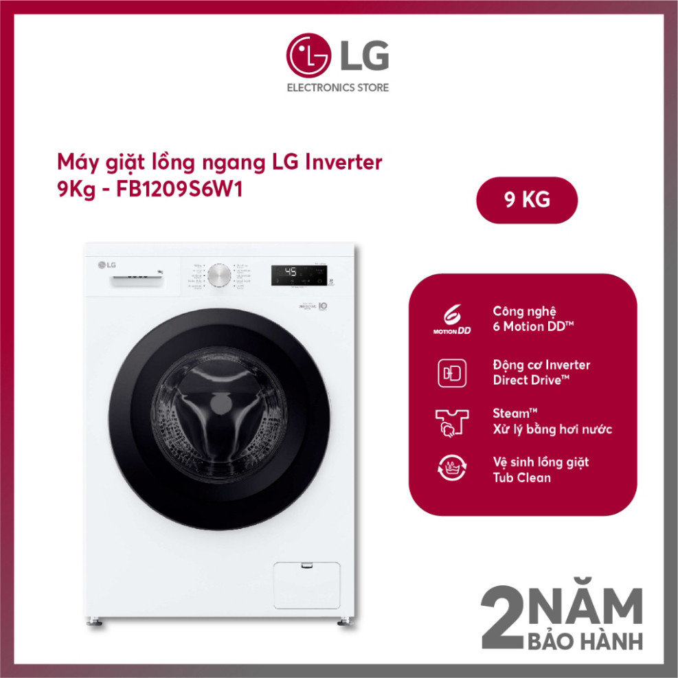 CH Máy giặt lồng ngang LG Inverter 9Kg FB1209S6W1 - Miễn phí giao lắp Hà Nội | Shopee Việt Nam