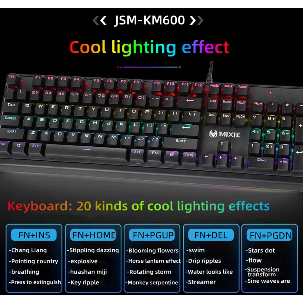 BÀN PHÍM CƠ JSM-MK600 GỒM 104 PHÍM CÓ LED RGB SIÊU XỊN SỬ DỤNG CHO CHƠI ...