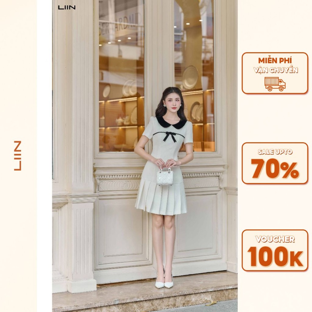 Đầm Xòe Xếp Ly Vải Dạ Text Đính Nơ Ngực - LIIN Clothing - VXT327SBE-S24 ...