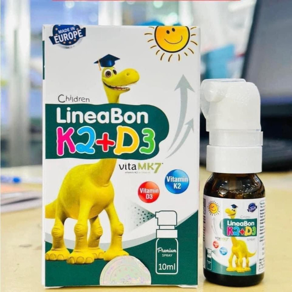 Lineabon Dạng Xịt Màu Xanh Bổ Sung Vitamin D3, K2 Giúp Hấp Thụ Canxi, Giảm Nguy Cơ Loãng Xương ...