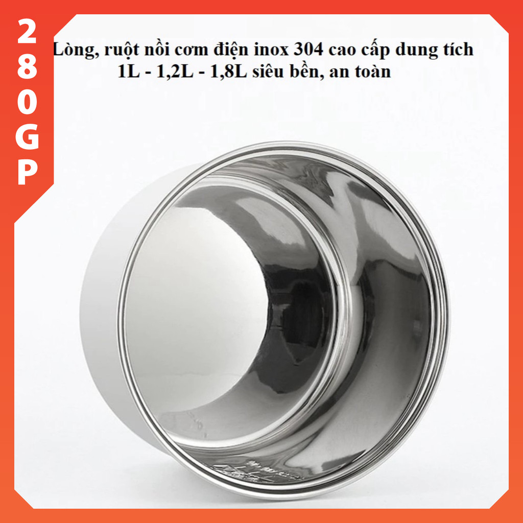 Lòng nồi cơm điện inox 304 cao cấp dung tích 1L, 1,2L, 1,8L ruột nồi ...