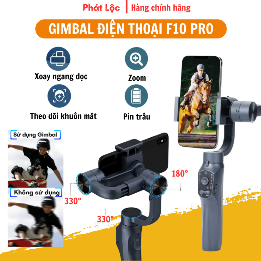 Gimbal chống rung điện thoại F10 Pro 3AXIS, Tay cầm chống rung quay phim xoay 360 độ, Gymbal ...