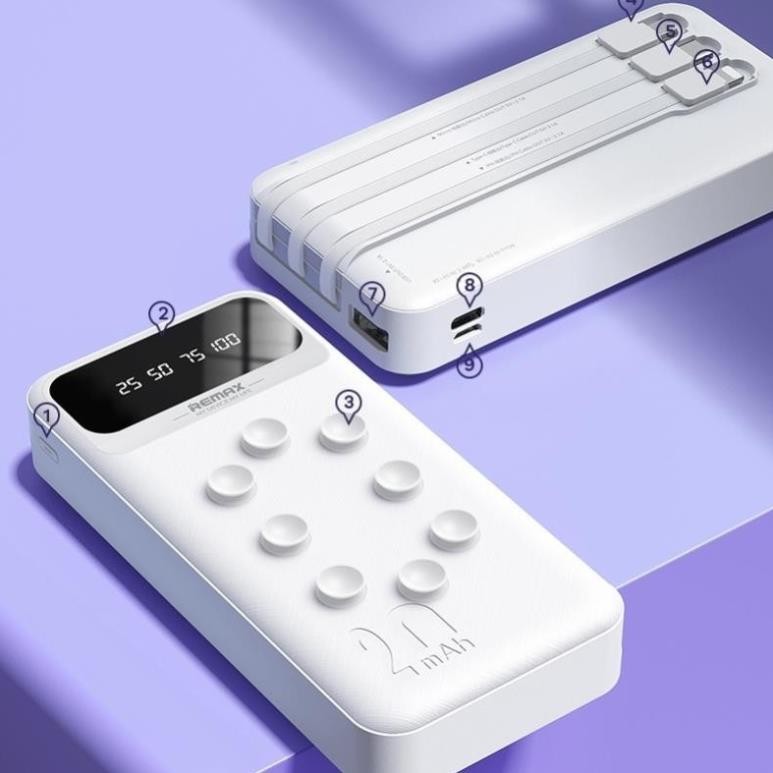 Pin dự phòng Remax RPP-297 Lefen Series 20000mAh kèm cáp 3 đầu - tích ...