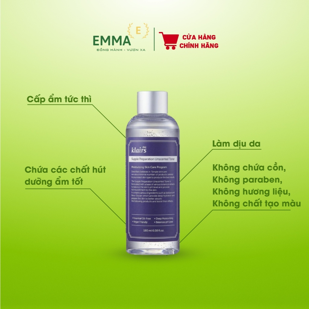 Toner Klairs 180ml phục hồi da dưỡng da trắng sáng giúp giảm mụn cấp ẩm ...