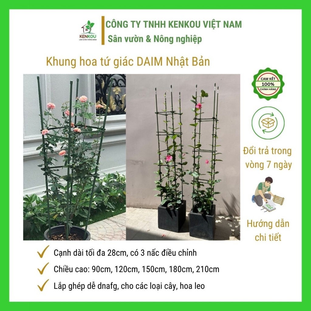 Khung hoa tứ giác cạnh 28cm DAIM Nhật Bản - KENKOU - khung đỡ các loại hoa, cây cảnh | Shopee ...