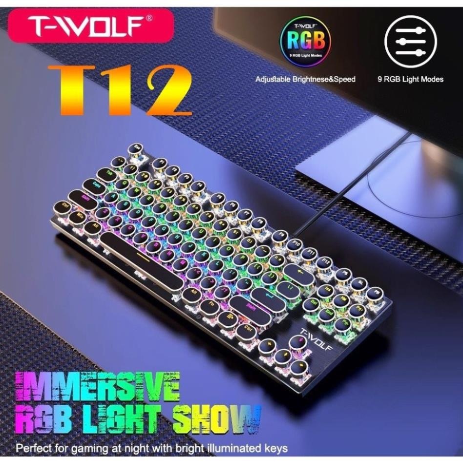 Bàn Phím HP T-Wolf T12 Black USB (87 Nút Tròn, Phím Cơ, Blue Switch ...