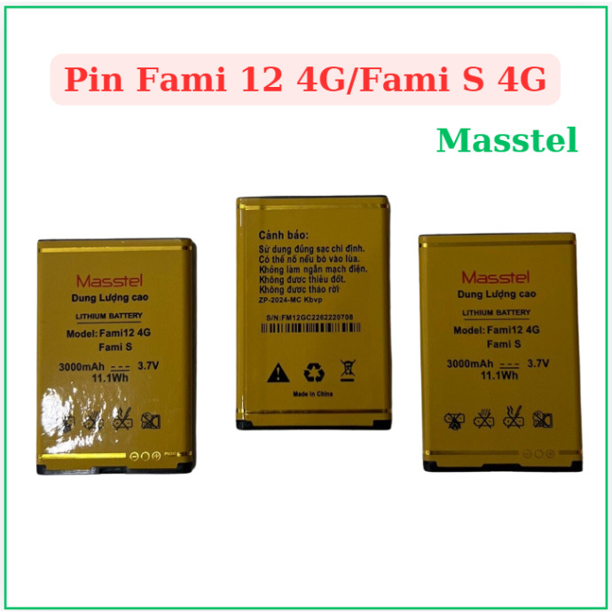 Pin Masstel Fmi 12 4G,fami S 4G ,mới ,sẵn hàng | Shopee Việt Nam