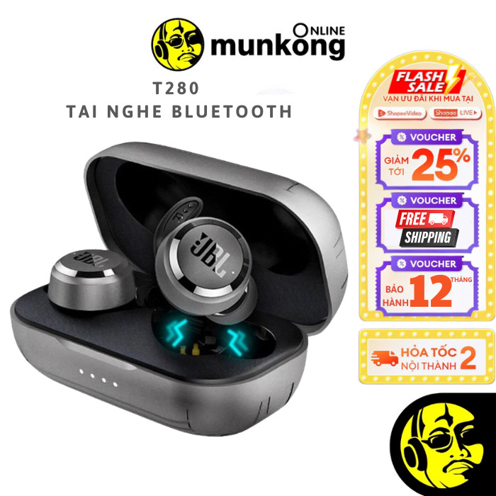 Tai Nghe Bluetooth 5.0 Không Dây Chống Nước IPX5 JBL T280 TWS | Shopee Việt Nam