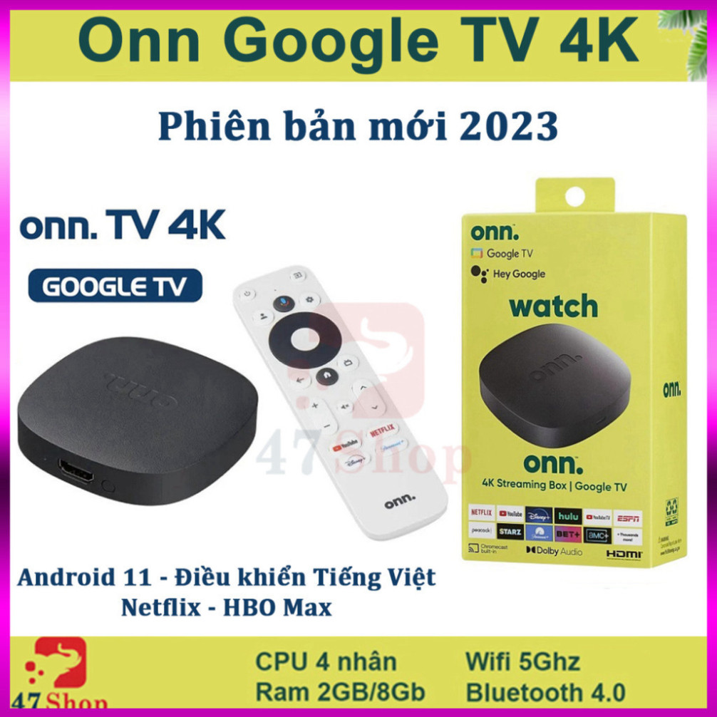 Google Tivi Box Onn Google Box TV Android 11 Remote tìm kiếm Tiếng Việt ...