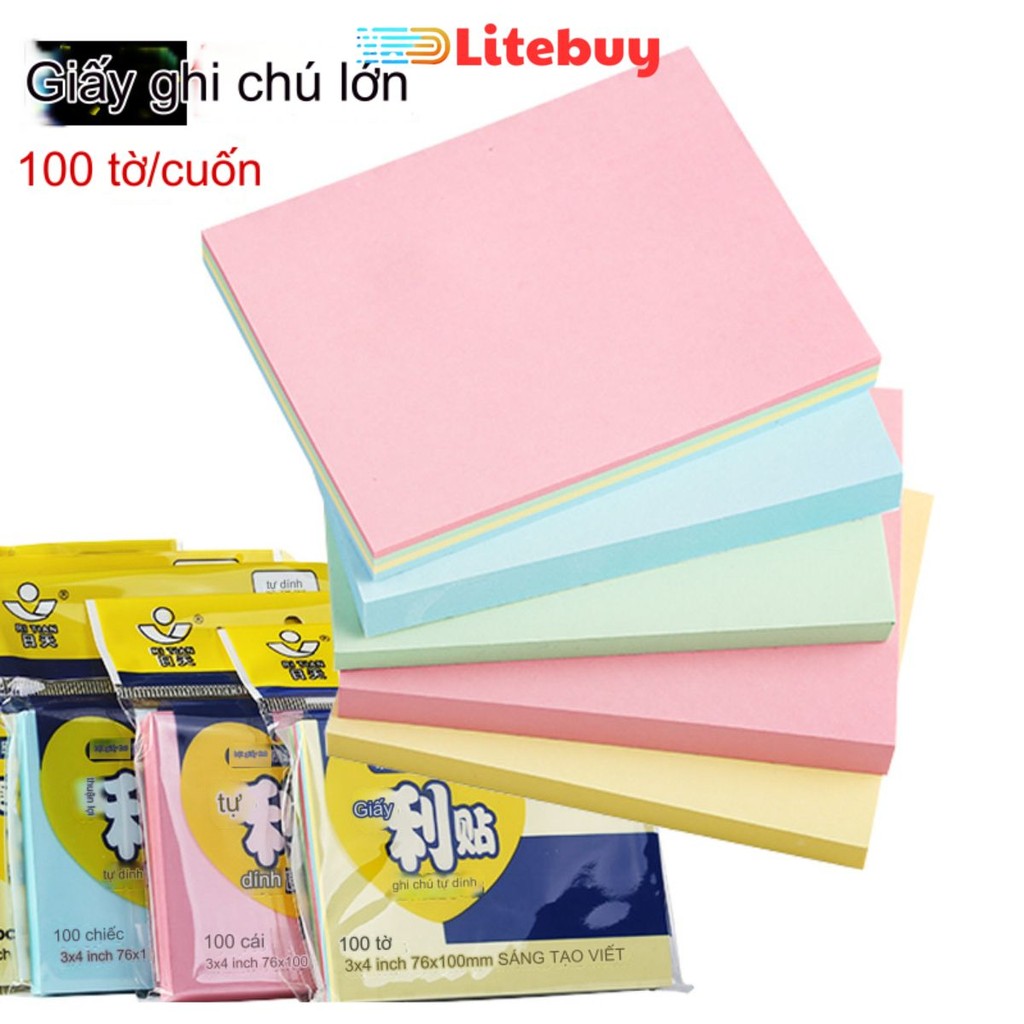 PVN62868 Giấy note ghi chú nhiều màu sắc 100 trang hình vuông có thể ...