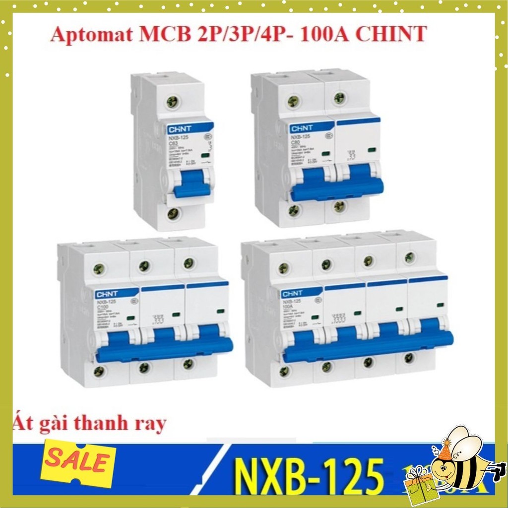[MỚI] Aptomat Cài MCB 2P 3P 4P 100A CHINT NXB-125 10KA | Shopee Việt Nam