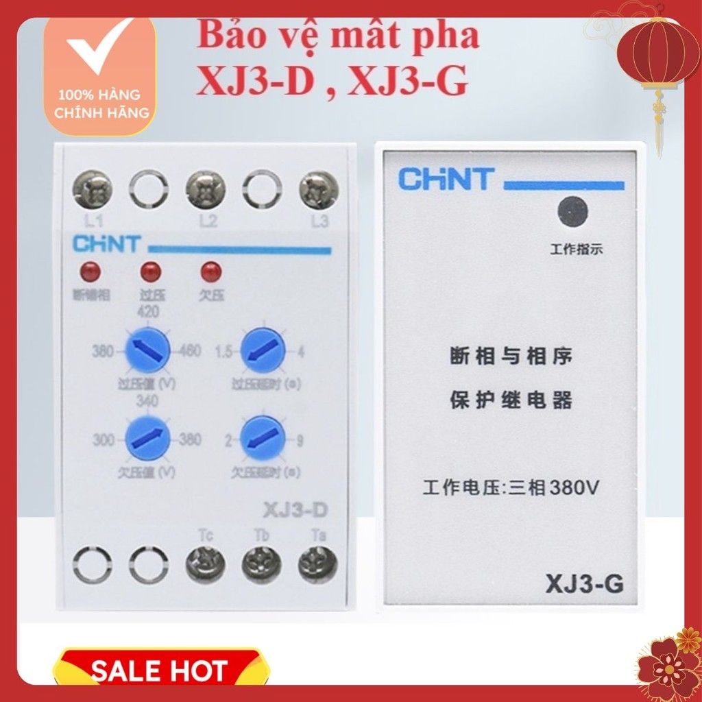 [MỚI] Bảo vệ mất pha XJ3-D, XJ3-G CHINT- Bảo vệ lệch pha, sụt áp, quá áp điện 3 pha 380Vac ...