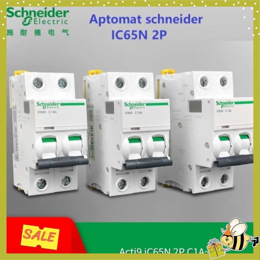 [MỚI] Aptomat schneider 2P 10A,16A, 20A, 25A, 32A, 40A, 63A - át cài schneider IC65N | Shopee ...